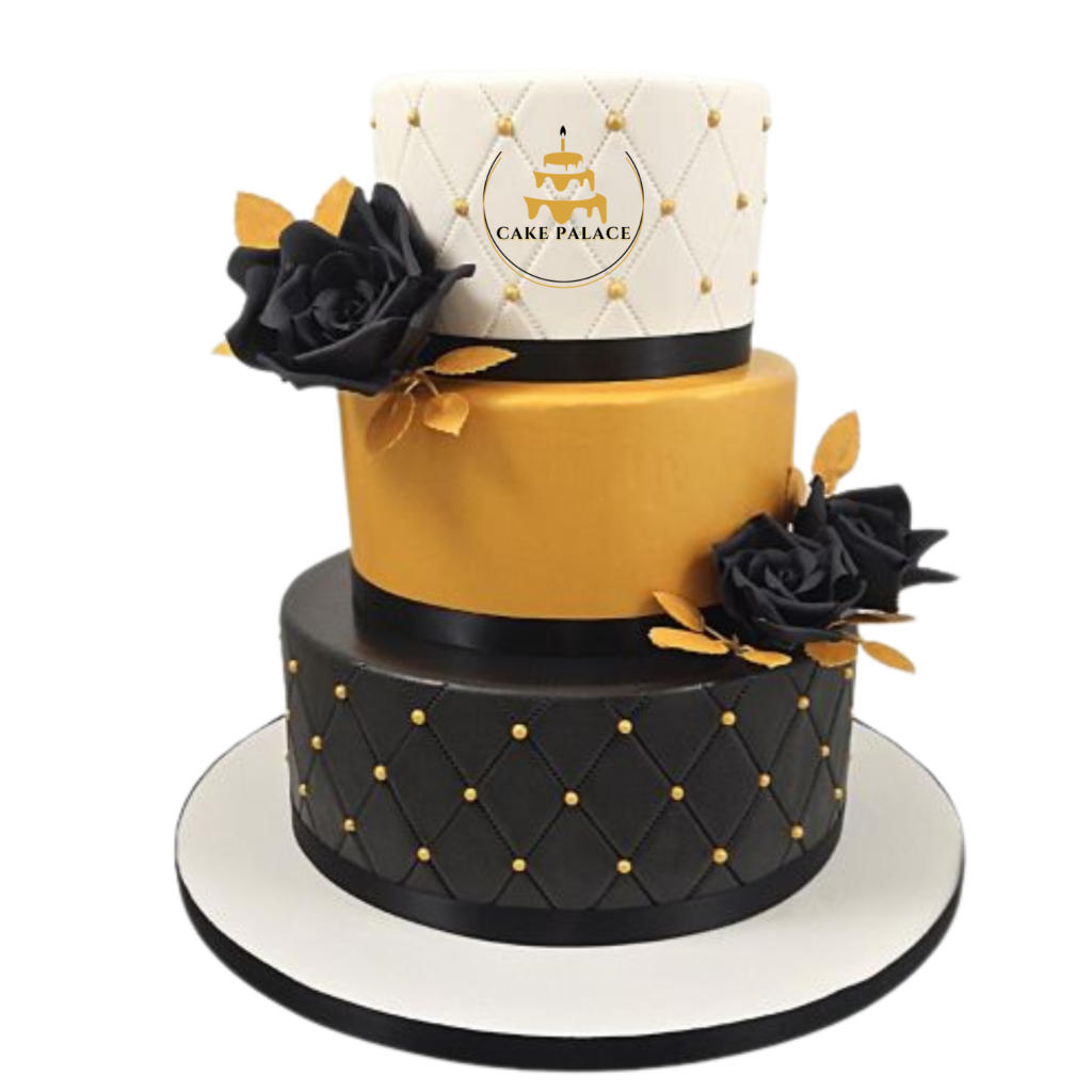 1.The BEST GOLDEN AND BLACK THEME CAKE - Cake Palace